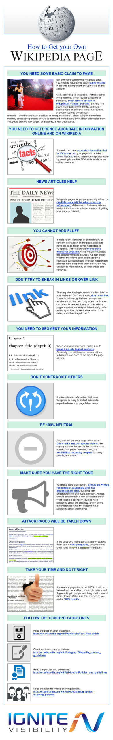 How To Get Your Own Wikipedia Page Infographic